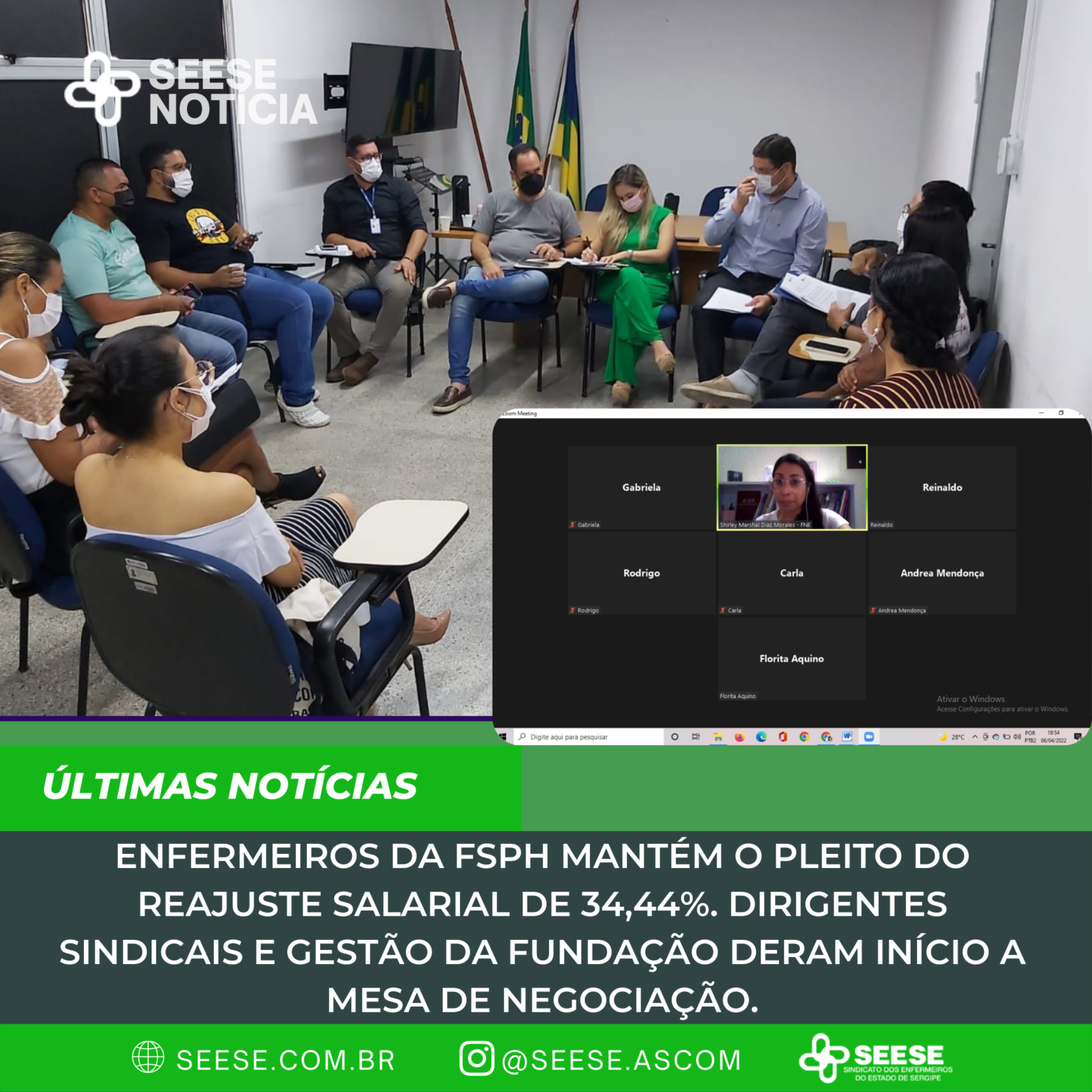 Enfermeiros da FSPH mantém o pleito do reajuste salarial de 34,44% ...